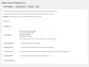 Running a search and replace - Better Search Replace